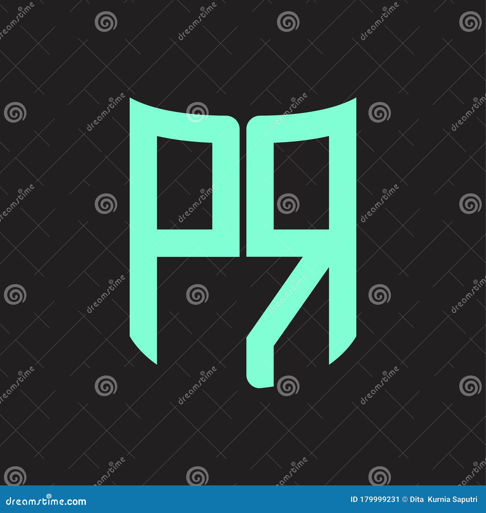 PR Logo Monogram with Ribbon Style Design Template Stock Vector ...