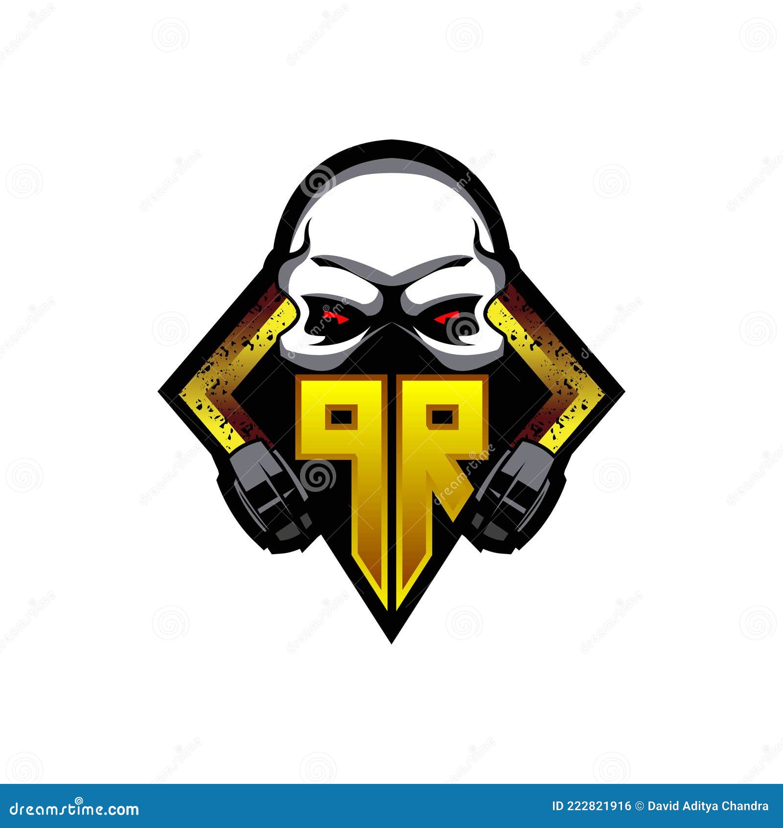 PR Logo Monogram with Skull Shape Designs Template Stock Vector ...