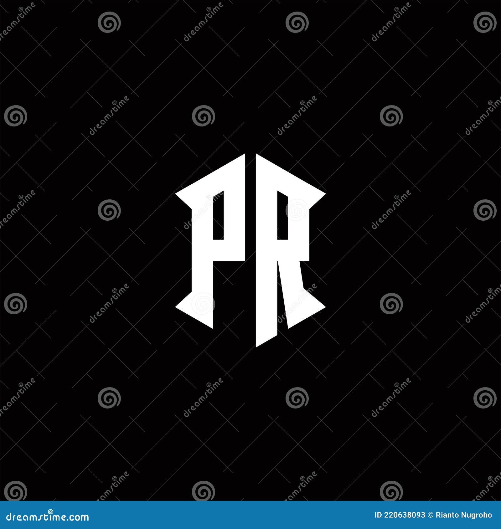 Pr Logo Monogramm Mit Schild Form Designs Vorlage Vektor Abbildung ...