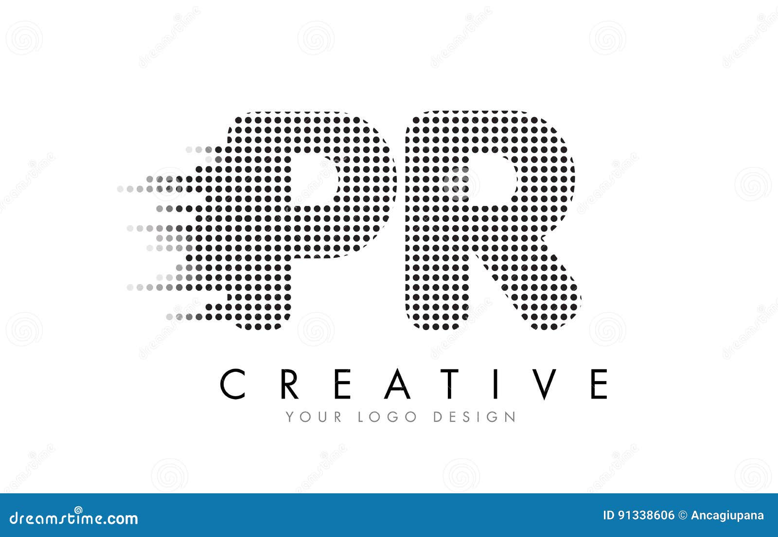 PR P R Letter Logo with Black Dots and Trails. Stock Vector ...