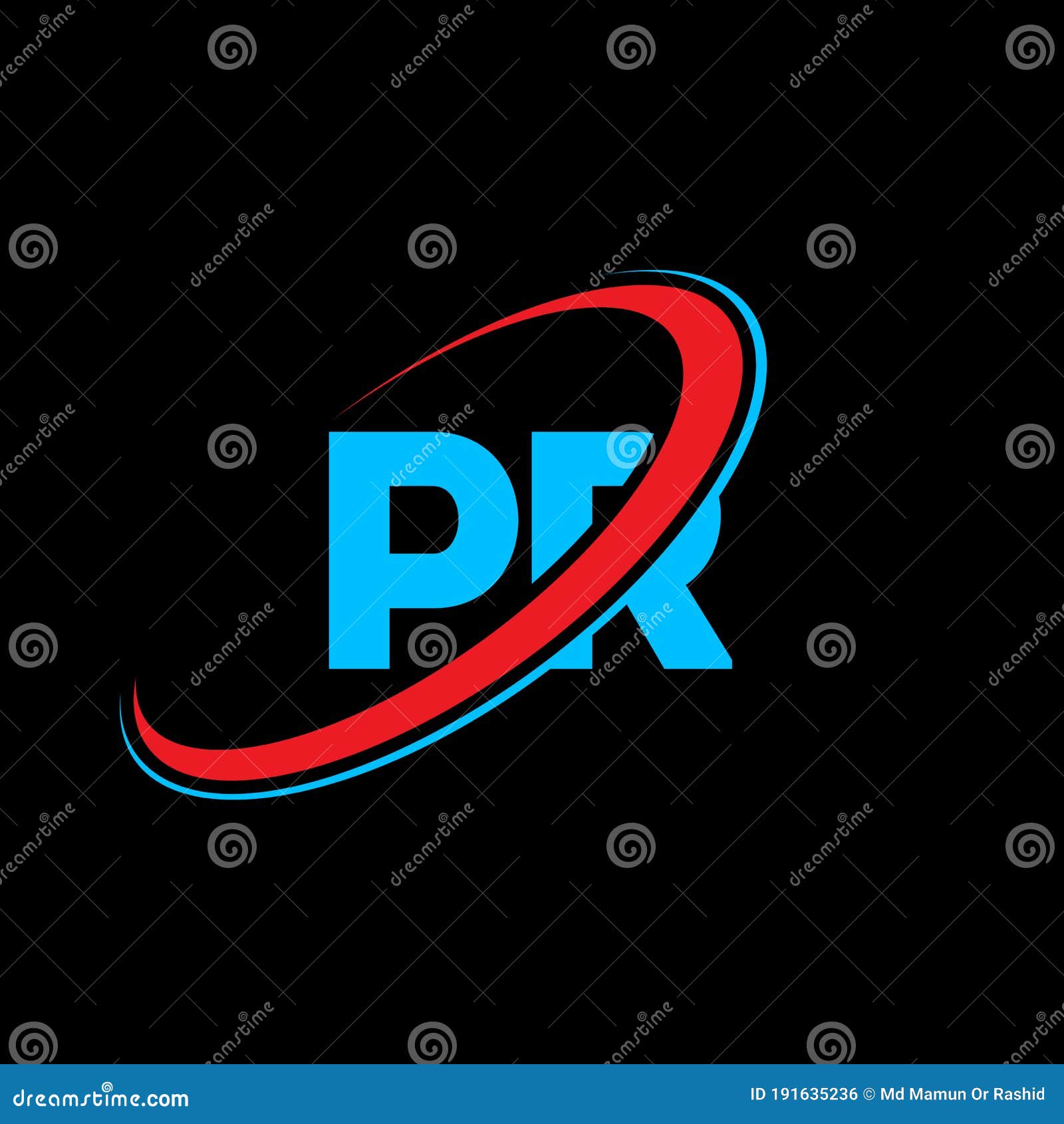 PR P R Letter Logo Design. Initial Letter PR Linked Circle Uppercase ...