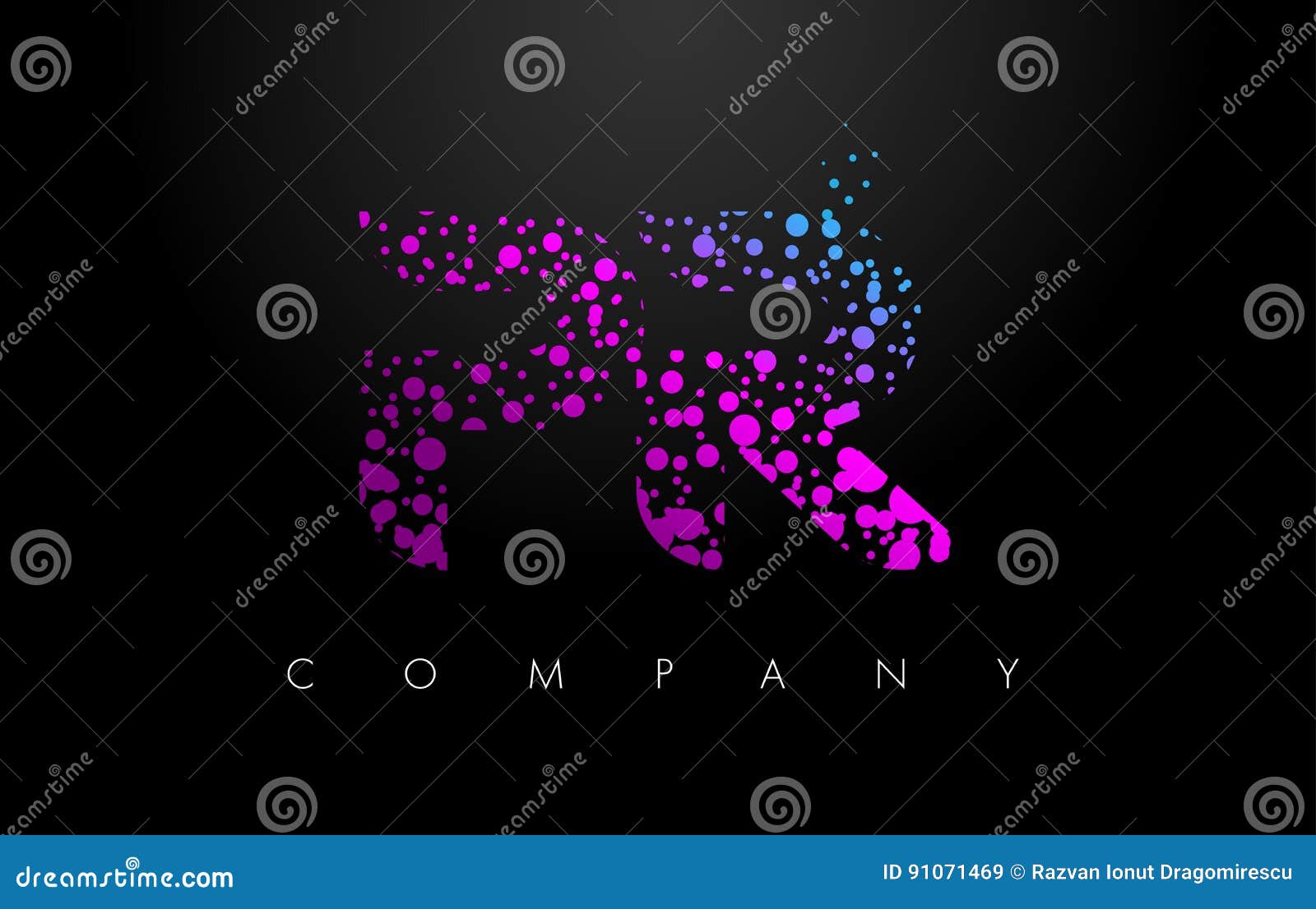 PR P R Letter Logo with Purple Particles and Bubble Dots Stock Vector ...