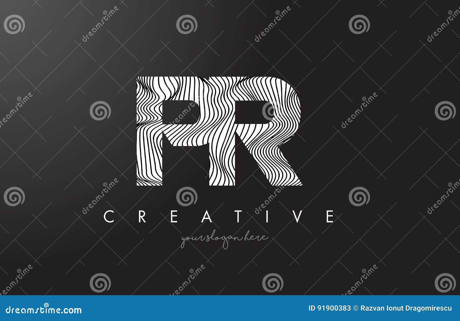 PR P R Letter Logo with Zebra Lines Texture Design Vector. Stock Vector ...