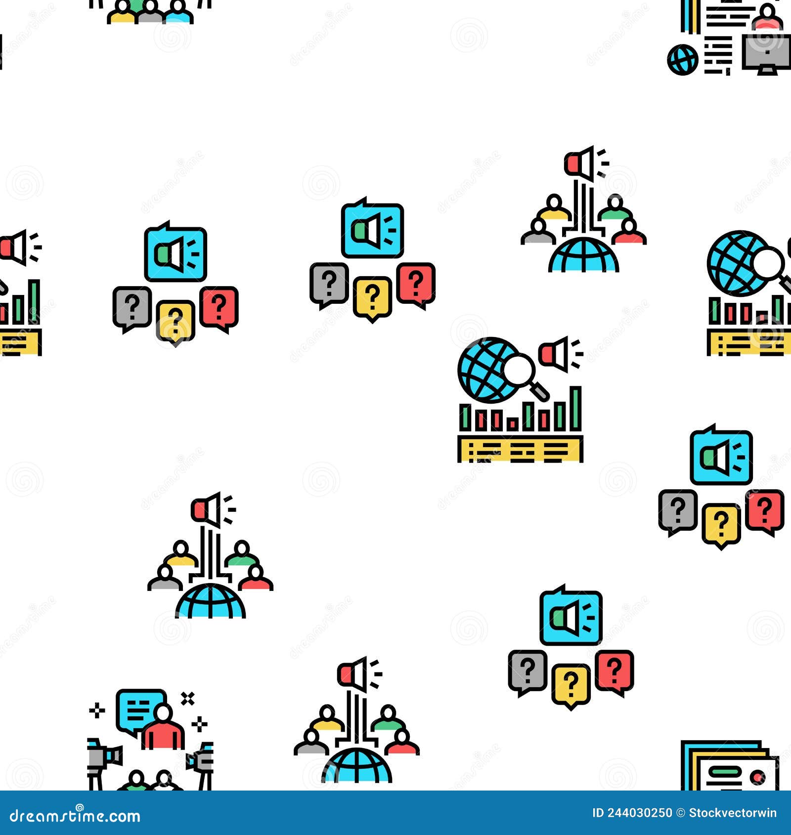 Pr Public Relations Vector Seamless Pattern Stock Vector - Illustration ...