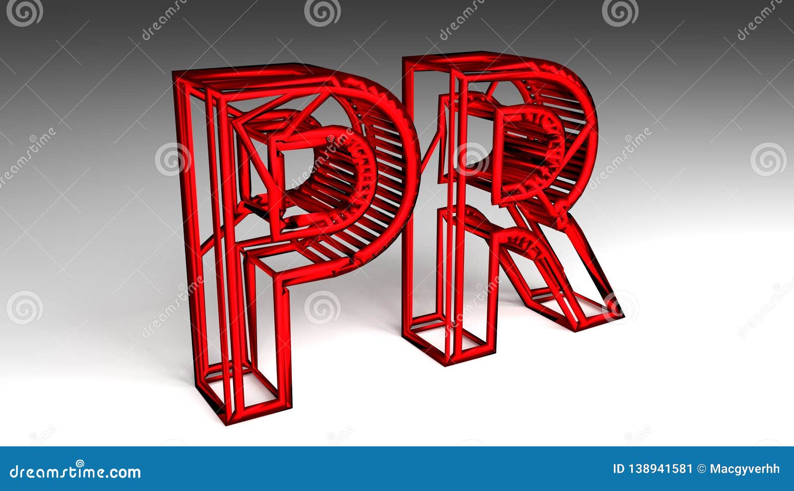 PR Sign in Red and Glossy Letters Stock Illustration - Illustration of ...