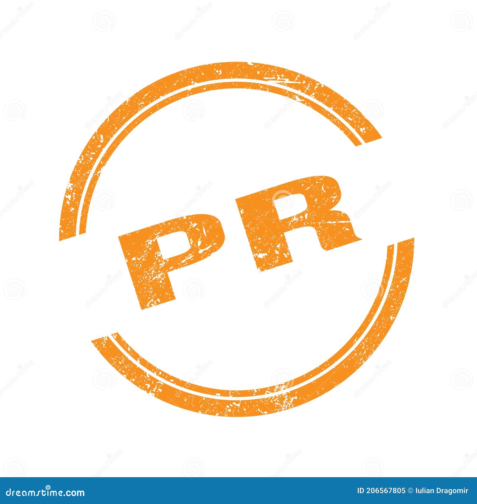 PR Text Written on Orange Grungy Round Stamp Stock Illustration ...