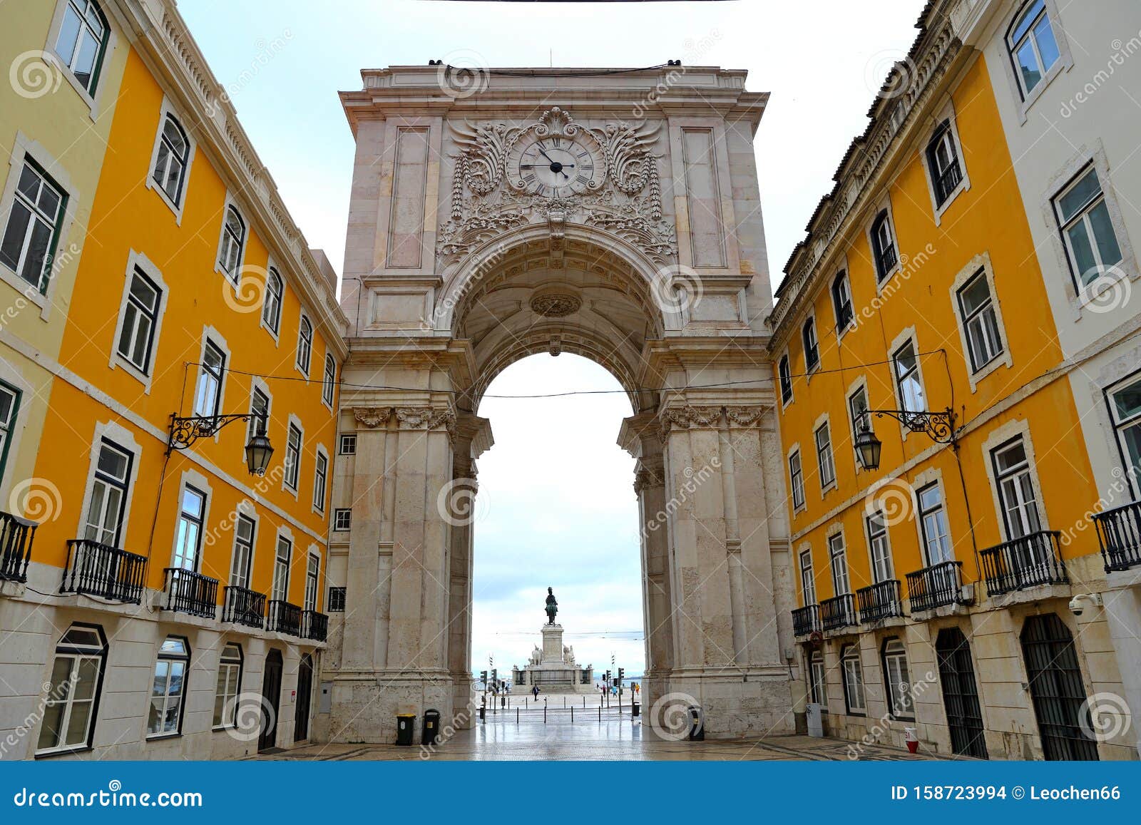 Famous Commerce Plaza Praca Do Comercio In Lisbon Facing Tagus River ...