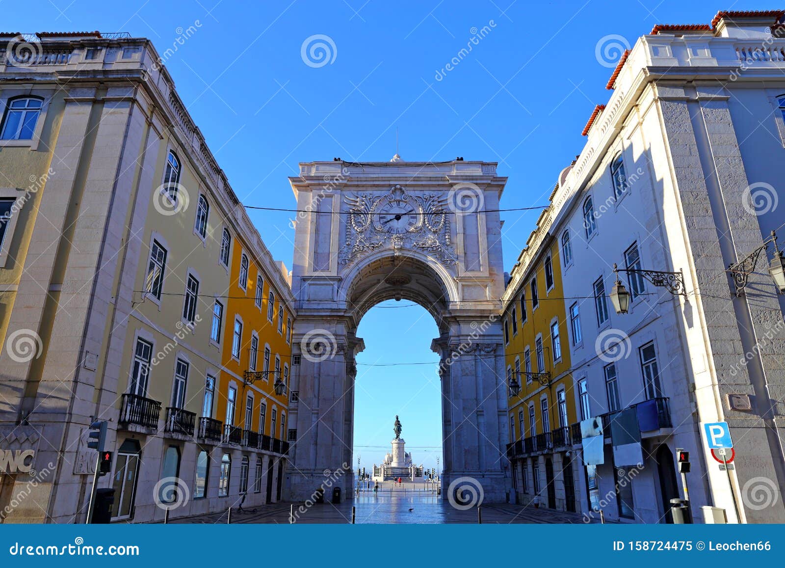 Famous Commerce Plaza Praca Do Comercio In Lisbon Facing Tagus River ...