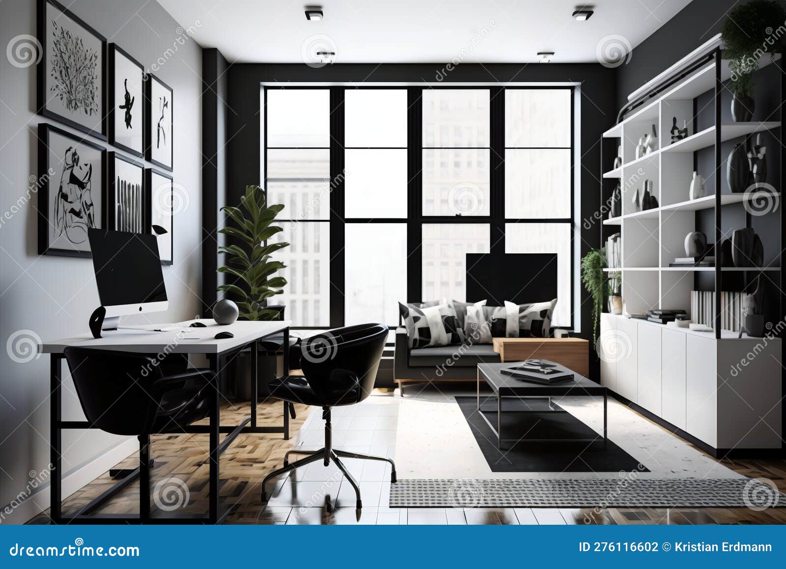 Practical Home Office: Built-in Desk, Ergonomic Chair, And Organized ...