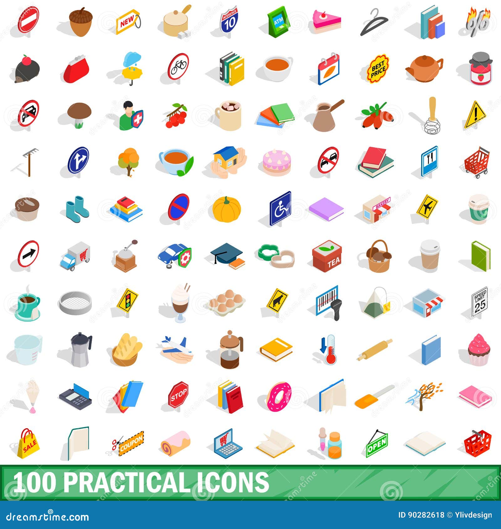 100 Practical Icons Set, Isometric 3d Style Stock Vector - Illustration ...