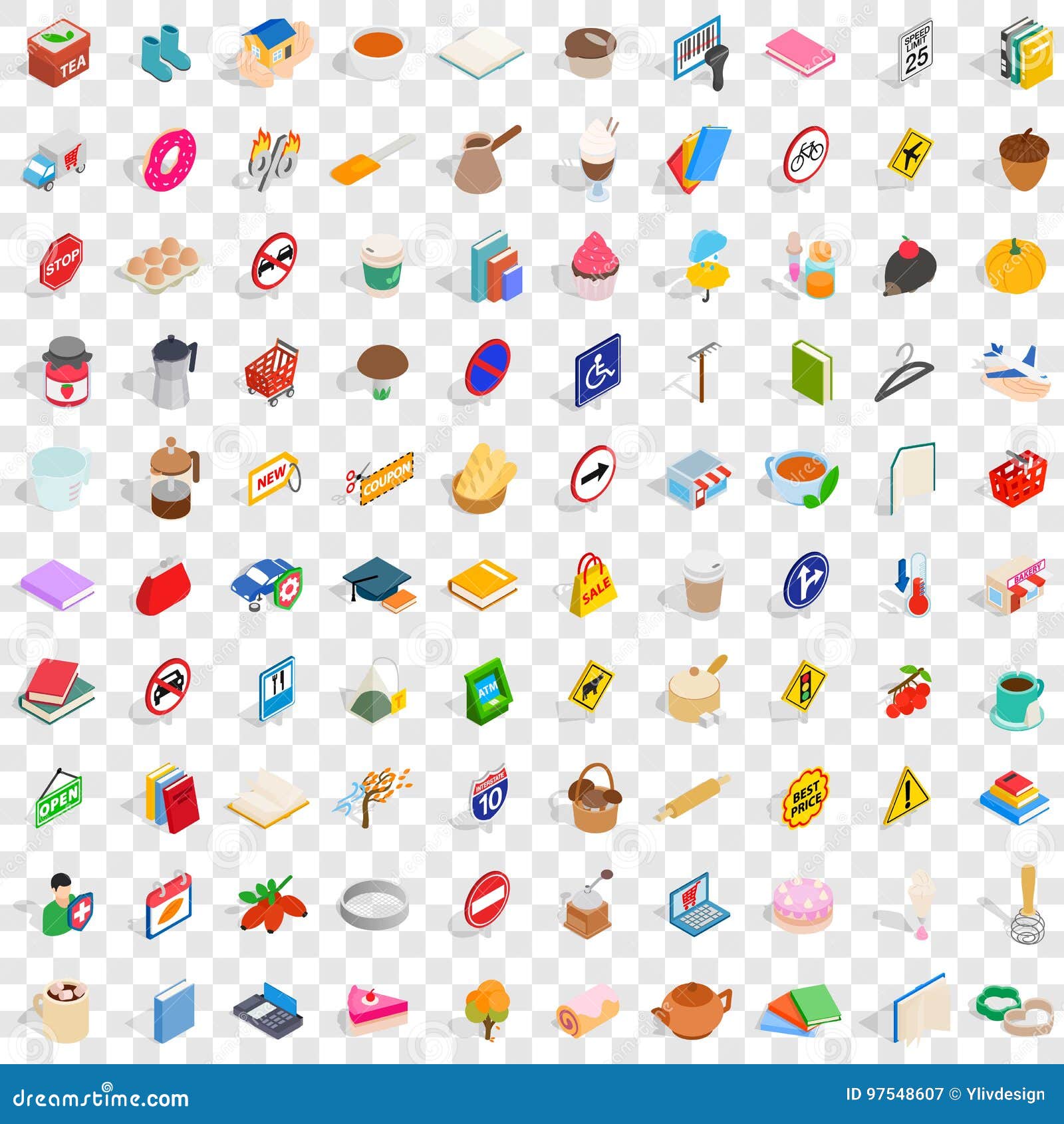 100 Practical Icons Set, Isometric 3d Style Stock Vector - Illustration ...