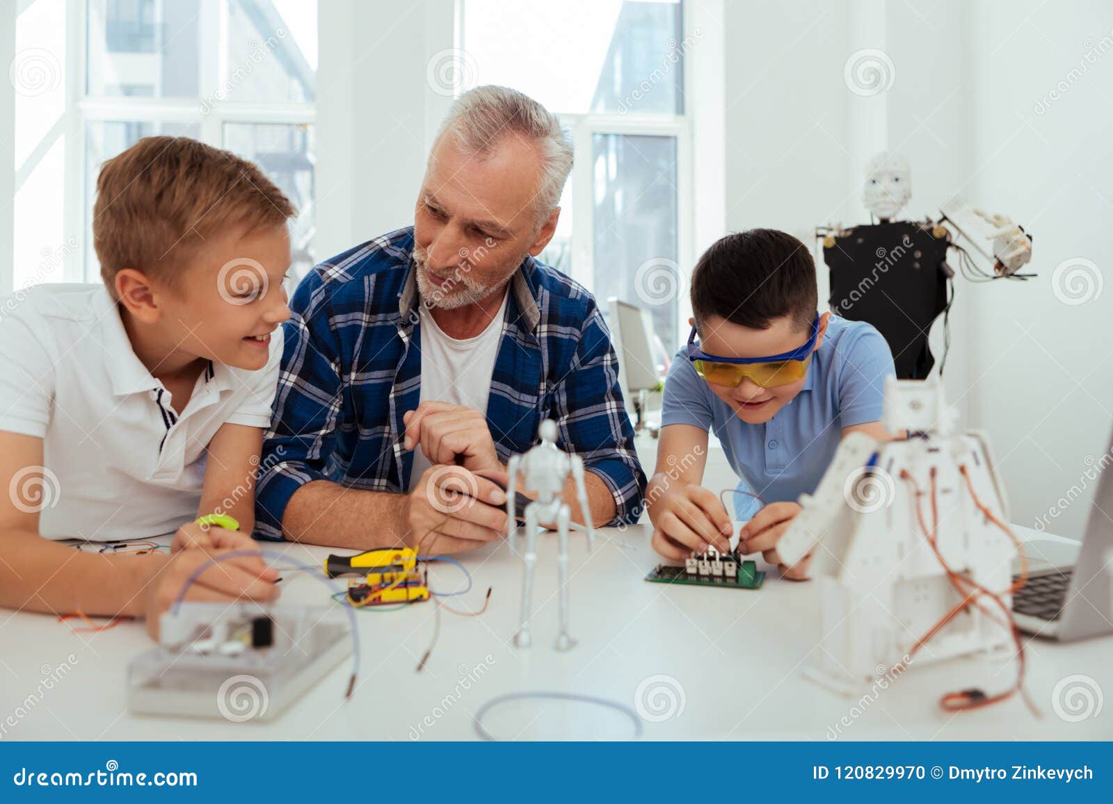 Positive Joyful Children Having a Practical Class Stock Photo - Image ...