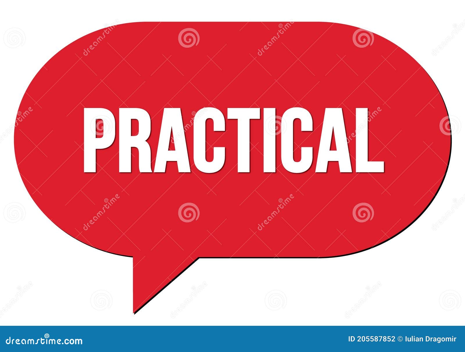 PRACTICAL Text Written in a Red Speech Bubble Stock Illustration ...
