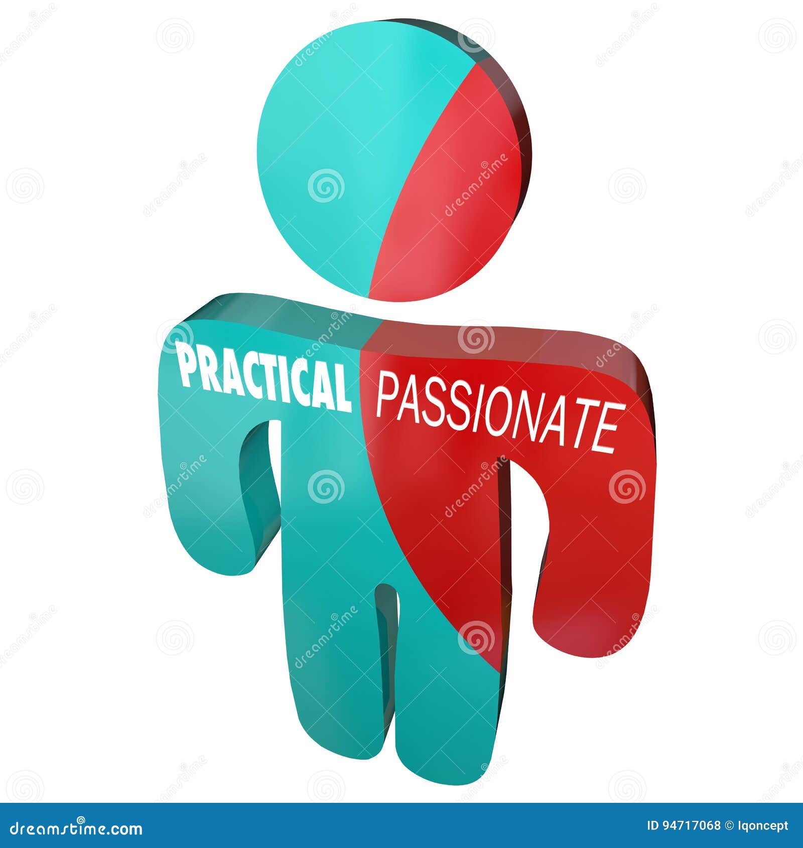 Practical Vs Passionate Person Behavior Qualities 3d Illustration Stock ...