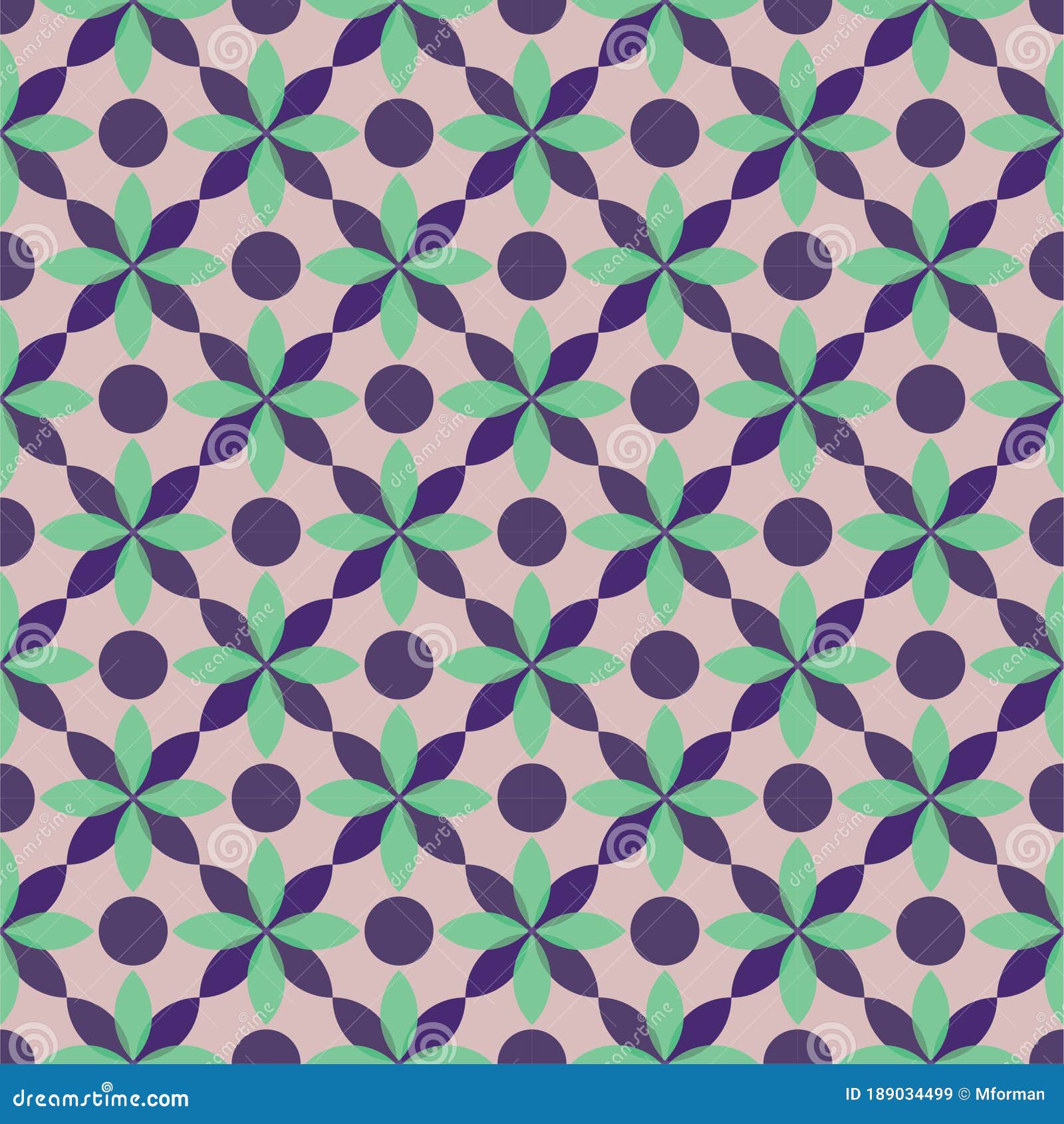 Ocho-Petal Purple Green Flower Seamless Repeat Pattern Stock Vector ...