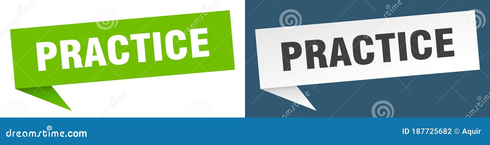 Practice Banner. Practice Speech Bubble Label Set Stock Vector ...