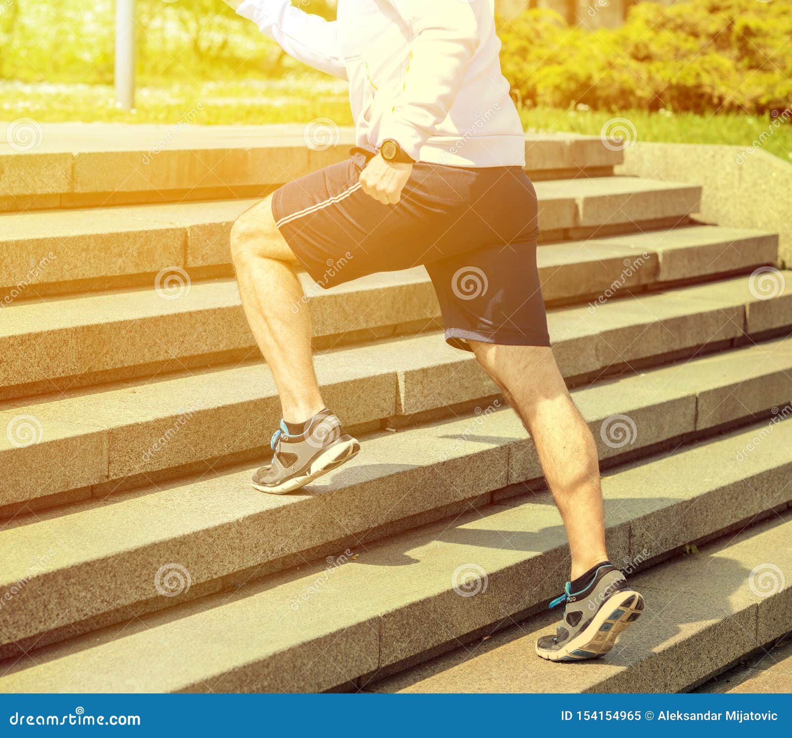 Practice - Close Up of Young Man Running Up the Stairs Stock Image ...