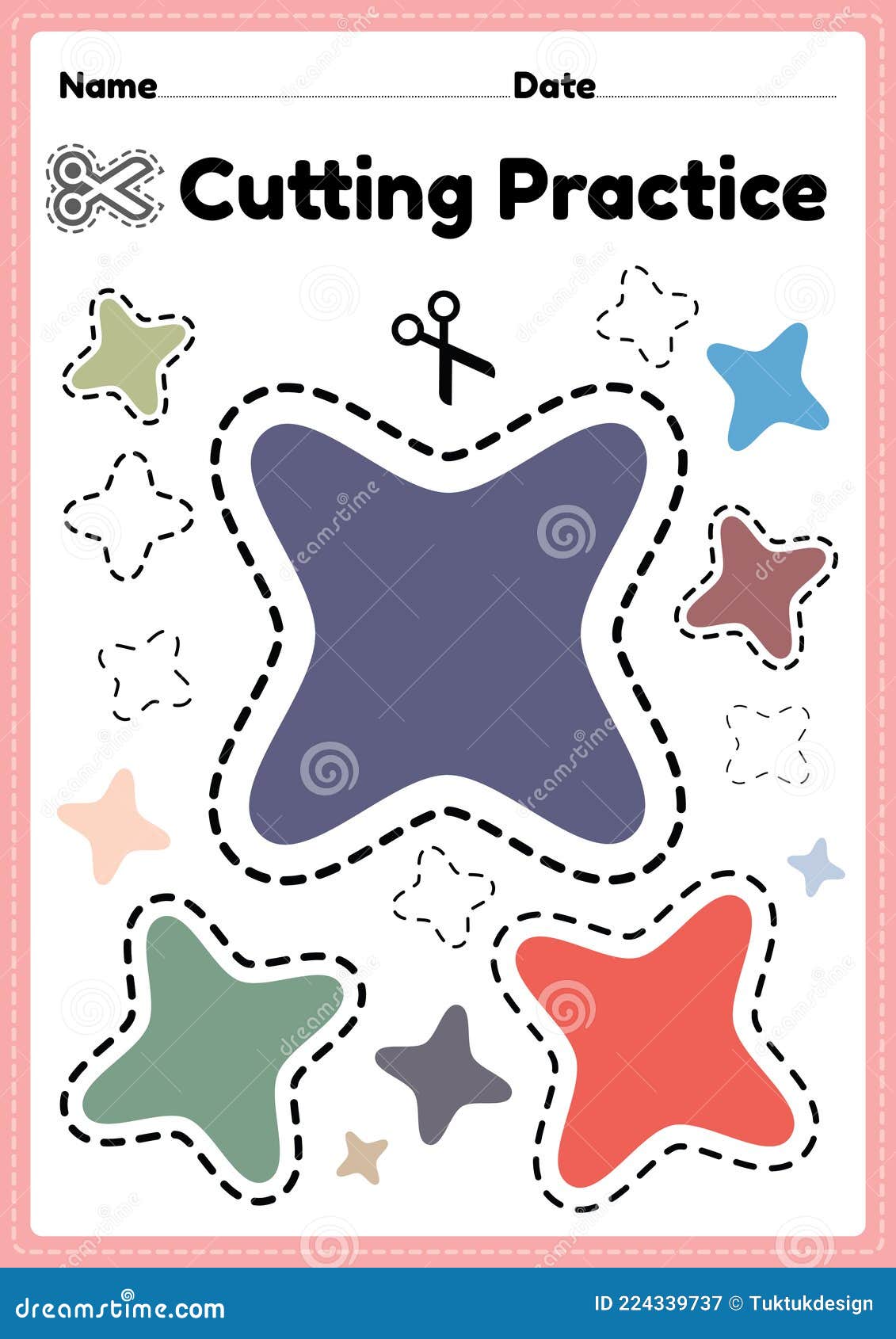 Practice Cutting Sheets for Preschoolers To Cut the Paper with Scissors ...