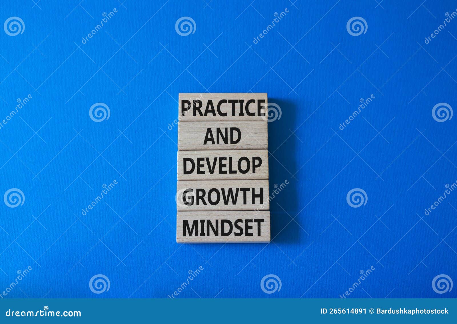 Practice and Develop Growth Mindset Symbol. Wooden Blocks with Words ...