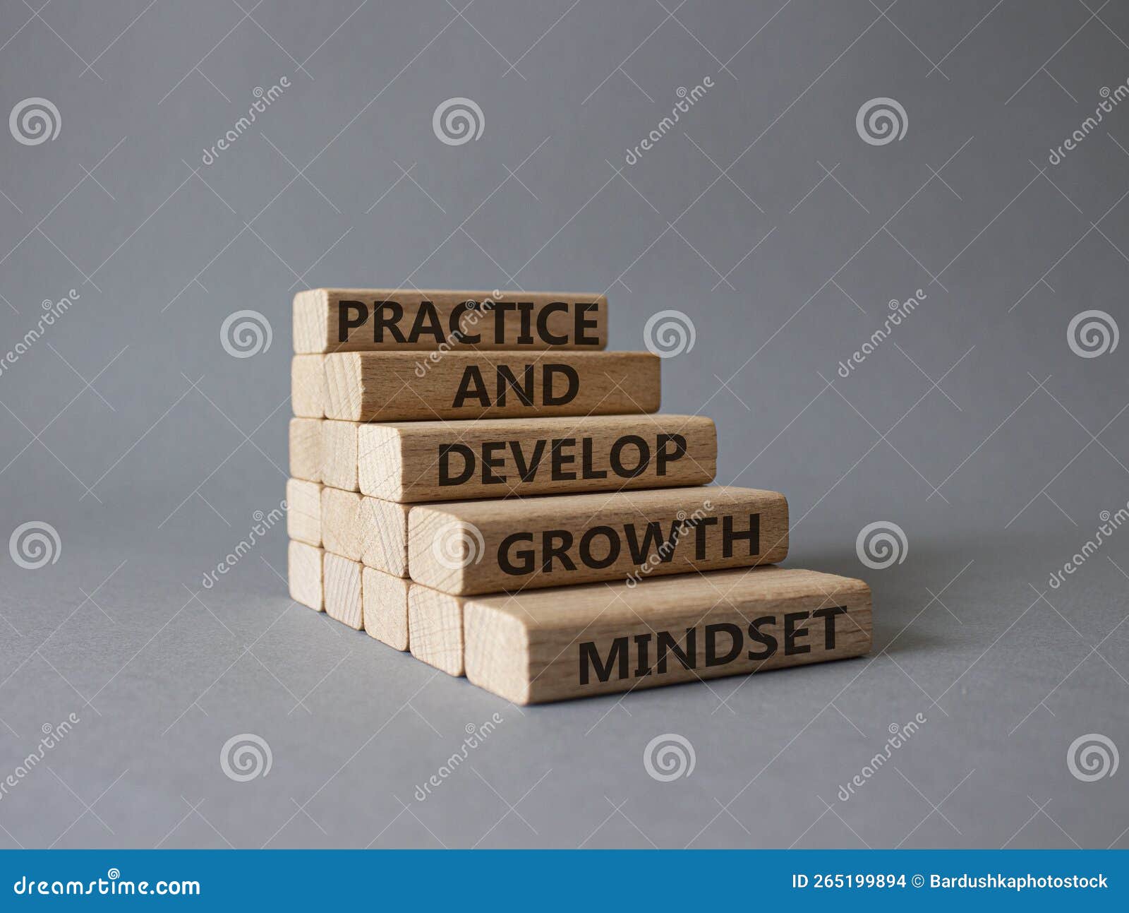 Practice and Develop Growth Mindset Symbol. Wooden Blocks with Words ...