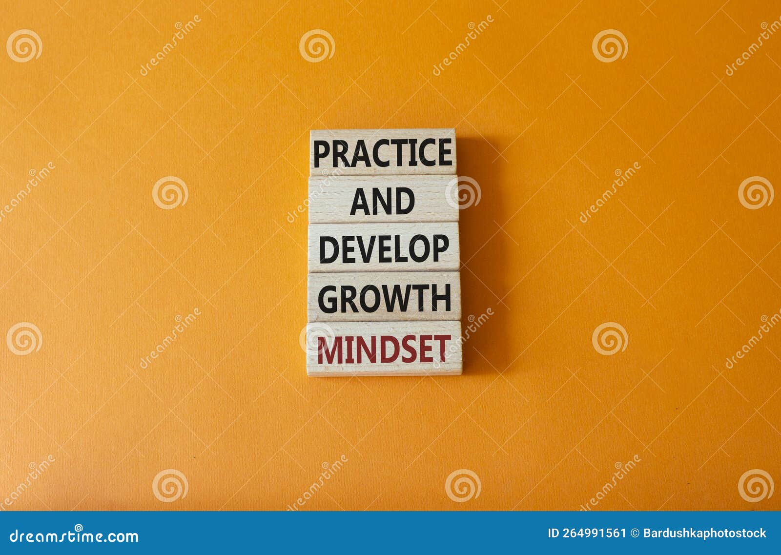 Practice and Develop Growth Mindset Symbol. Wooden Blocks with Words ...