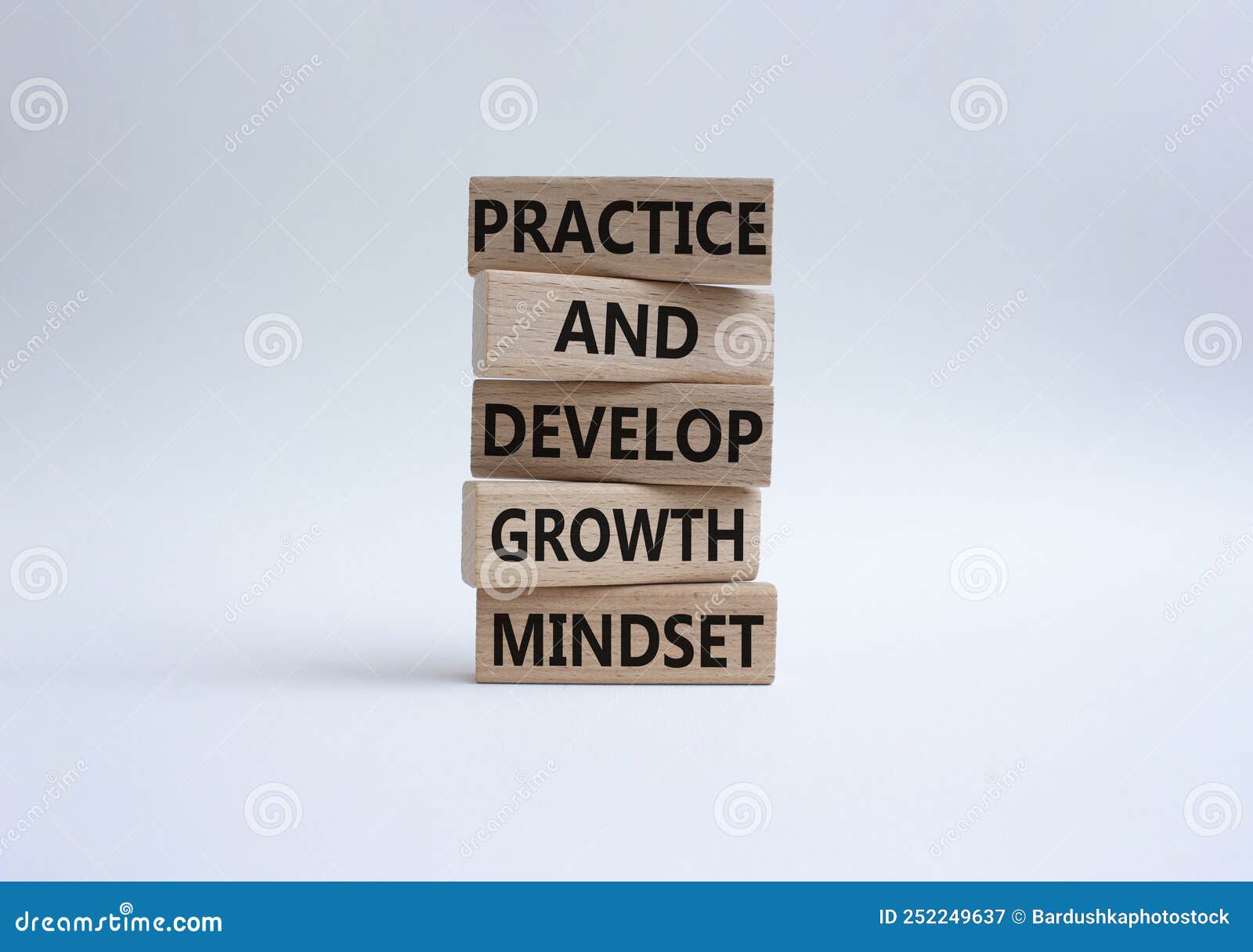 Practice and Develop Growth Mindset Symbol. Wooden Blocks with Words ...