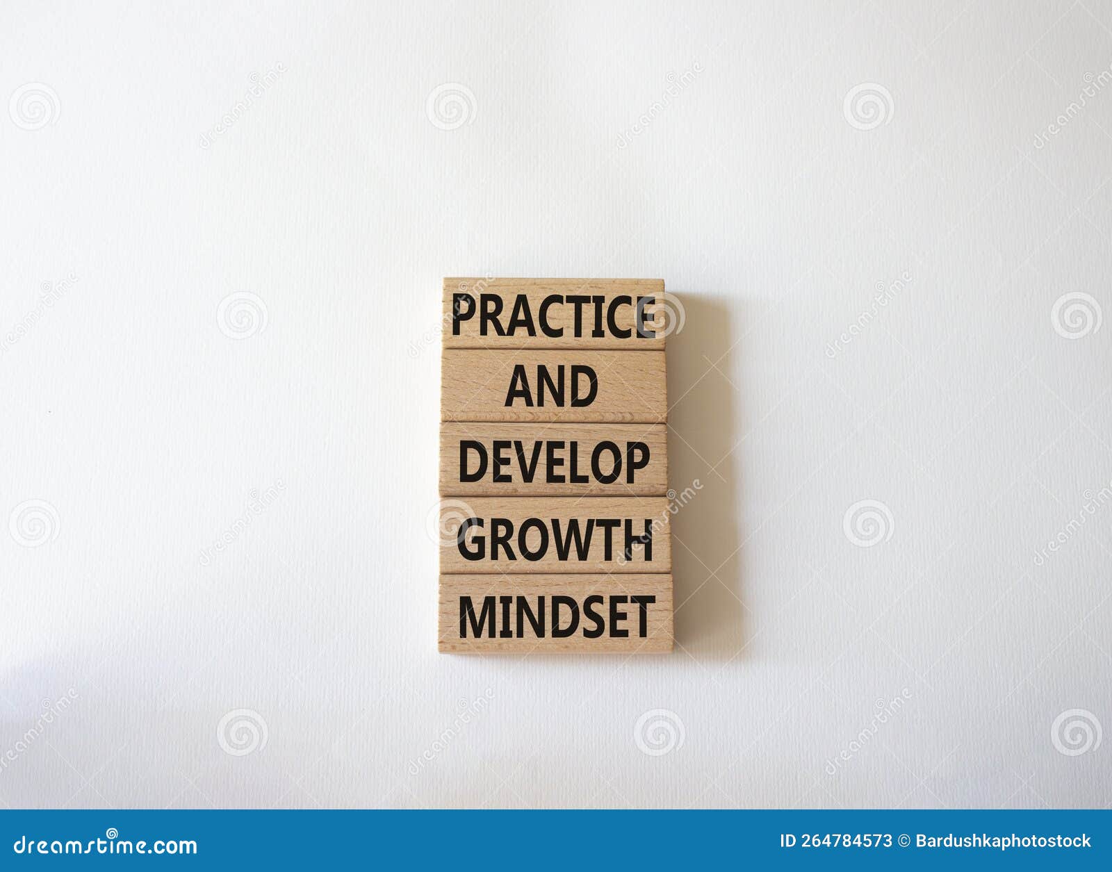 Practice and Develop Growth Mindset Symbol. Wooden Blocks with Words ...