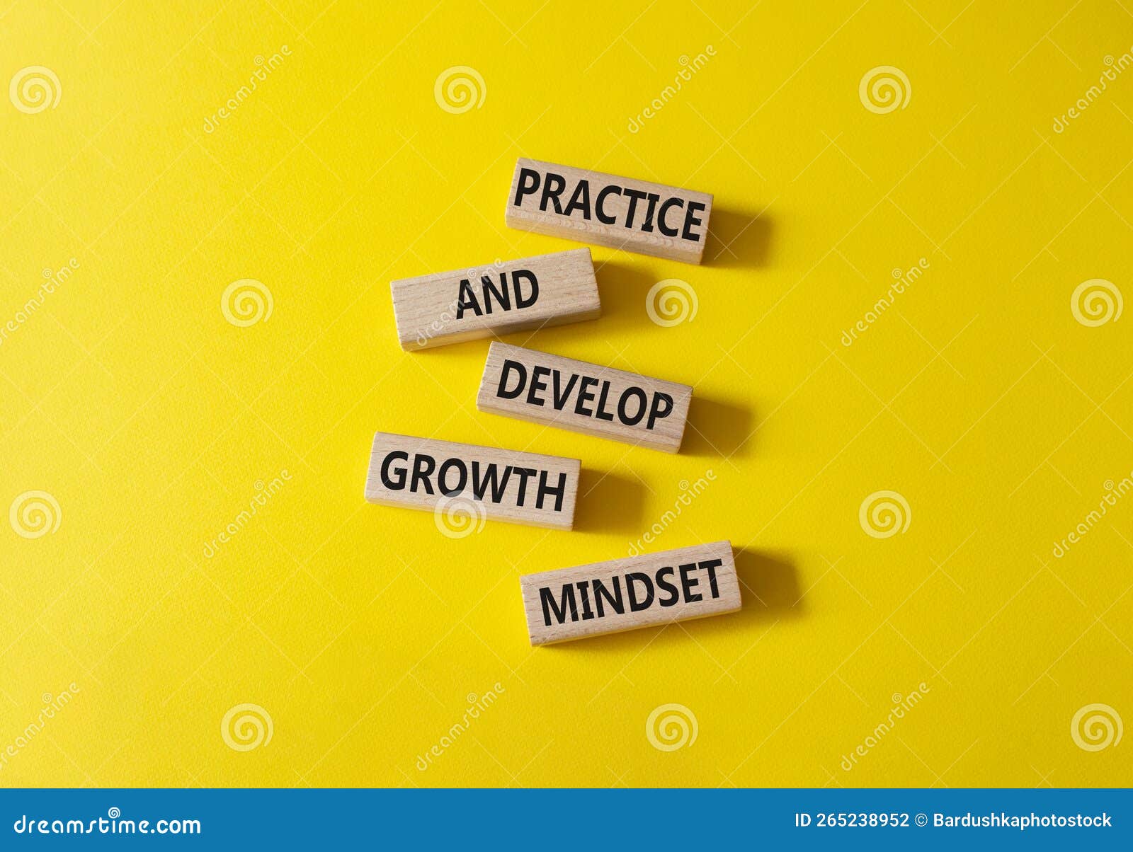 Practice and Develop Growth Mindset Symbol. Wooden Blocks with Words ...