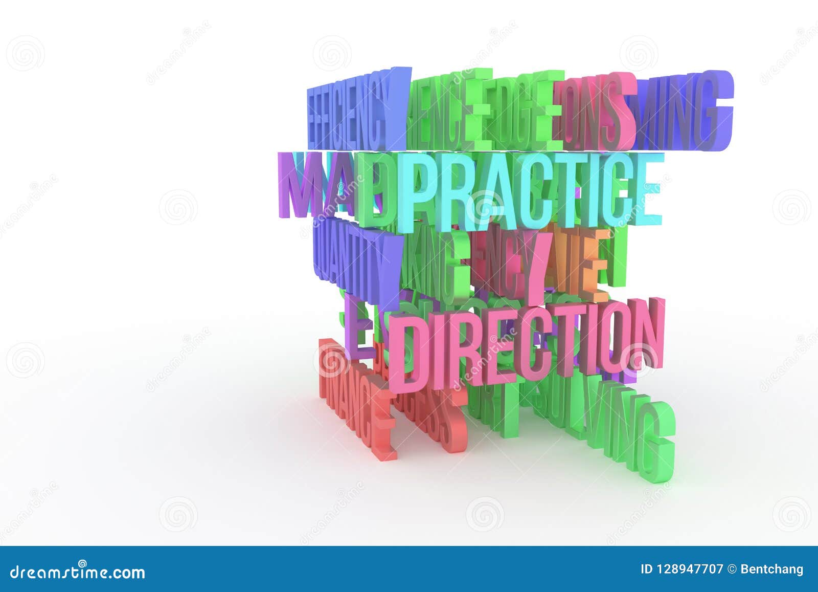 Practice, Direction, Business Conceptual Colorful 3D Rendered Words ...
