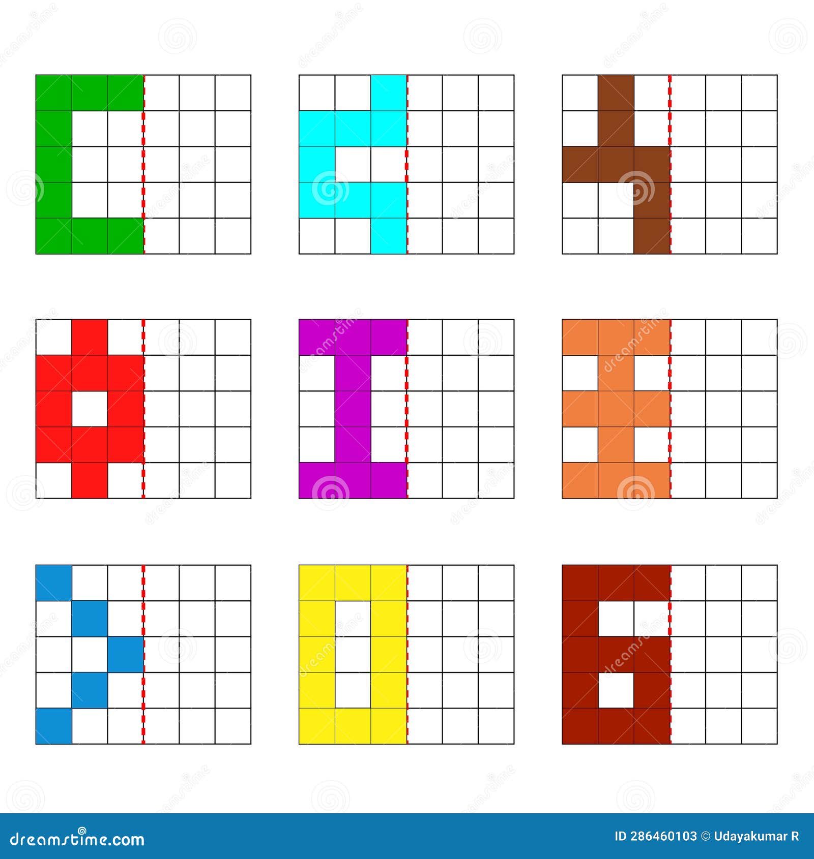 Practice Exercise: Reflective Symmetry in Each of these Shapes on a ...