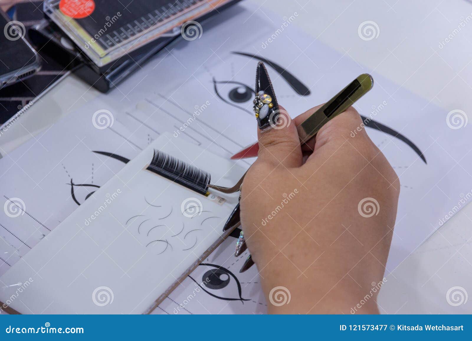 Practice Eyelash Extension on Tile .Artificial Lashes,Work Wit Stock ...