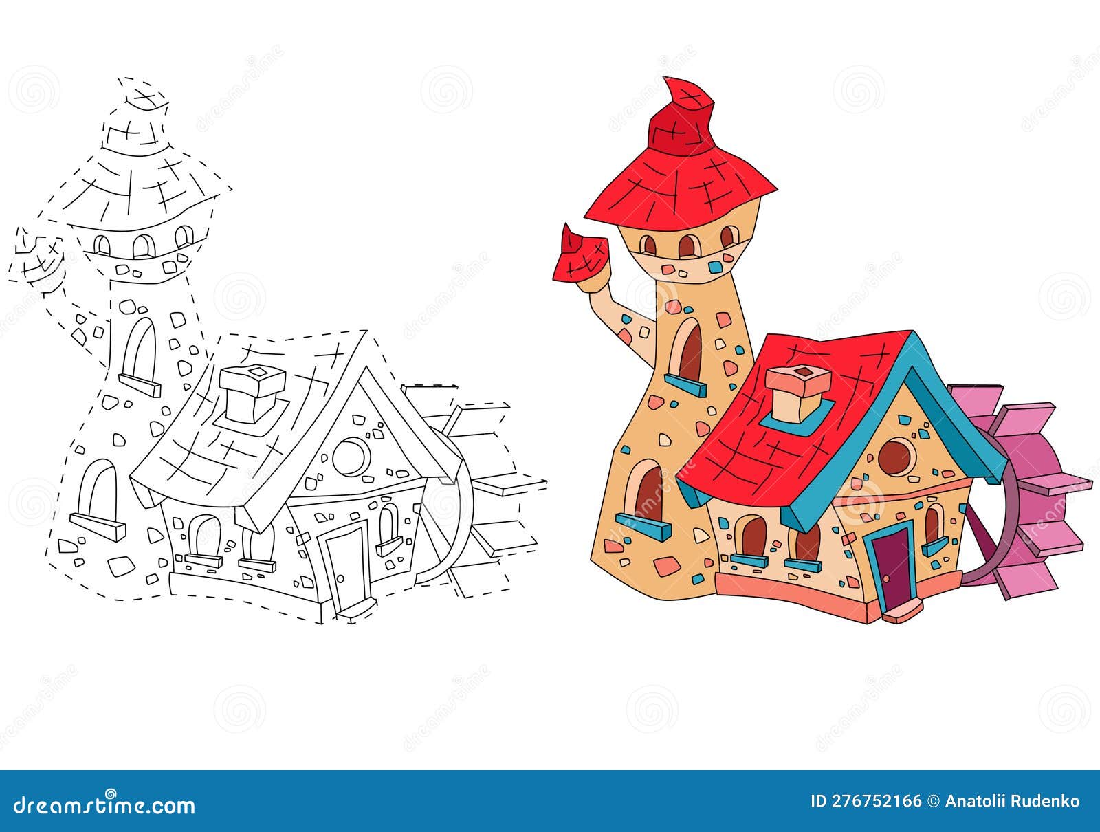Funny Water Mill. Coloring Book for Children. Stock Vector ...
