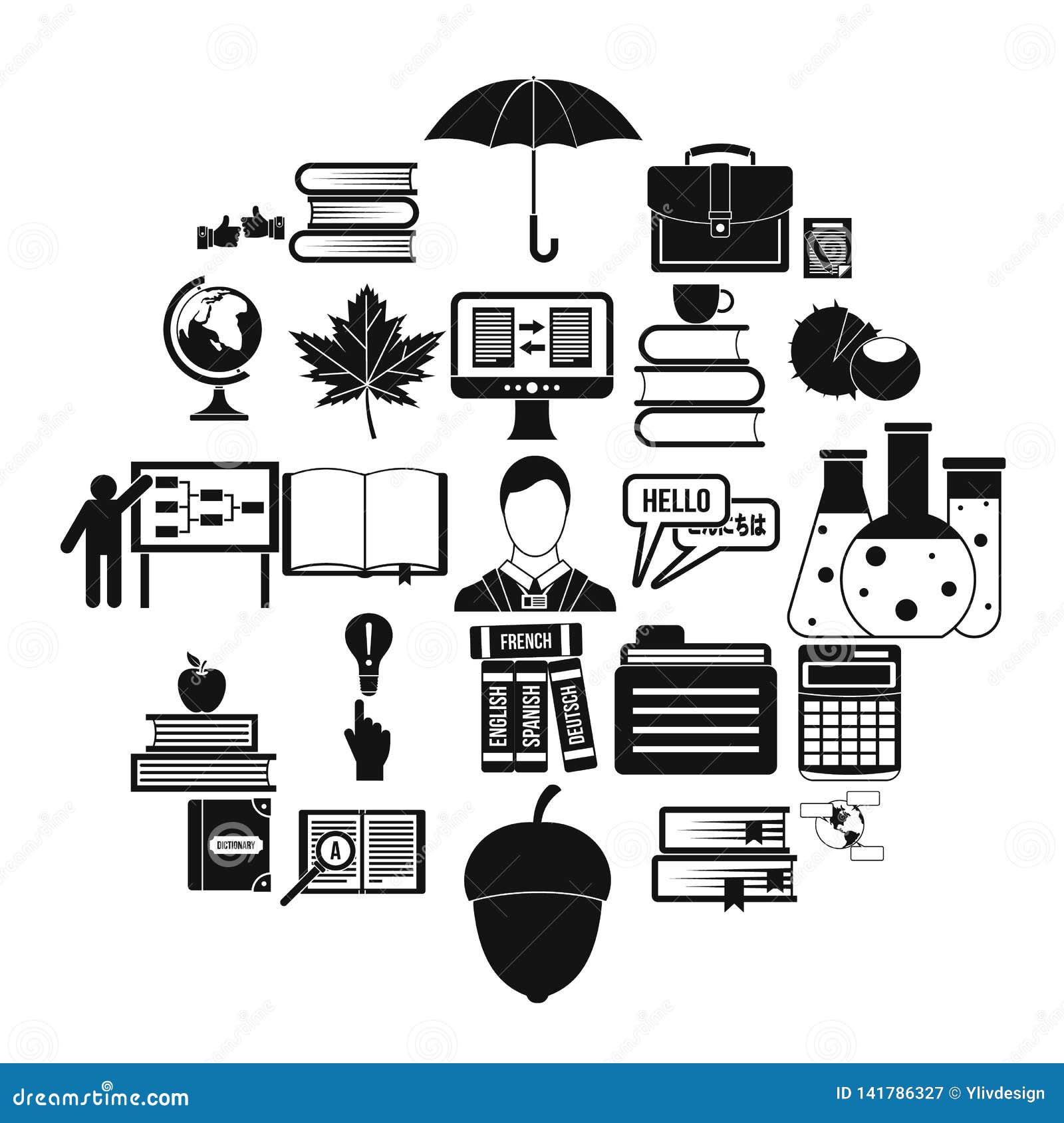 Practice Icons Set, Simple Style Stock Vector - Illustration of ...