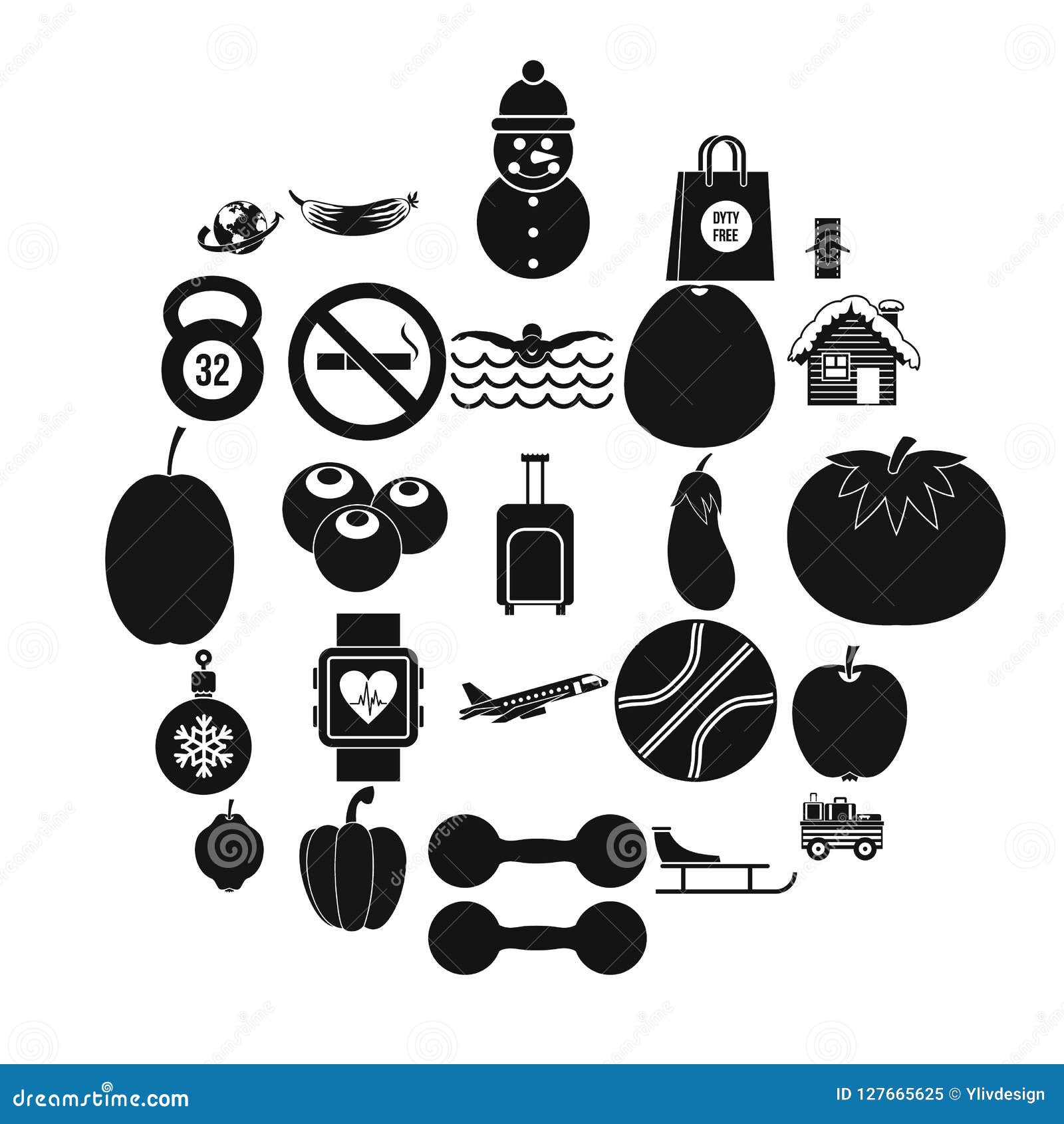 Practice Icons Set, Simple Style Stock Vector - Illustration of bicycle ...