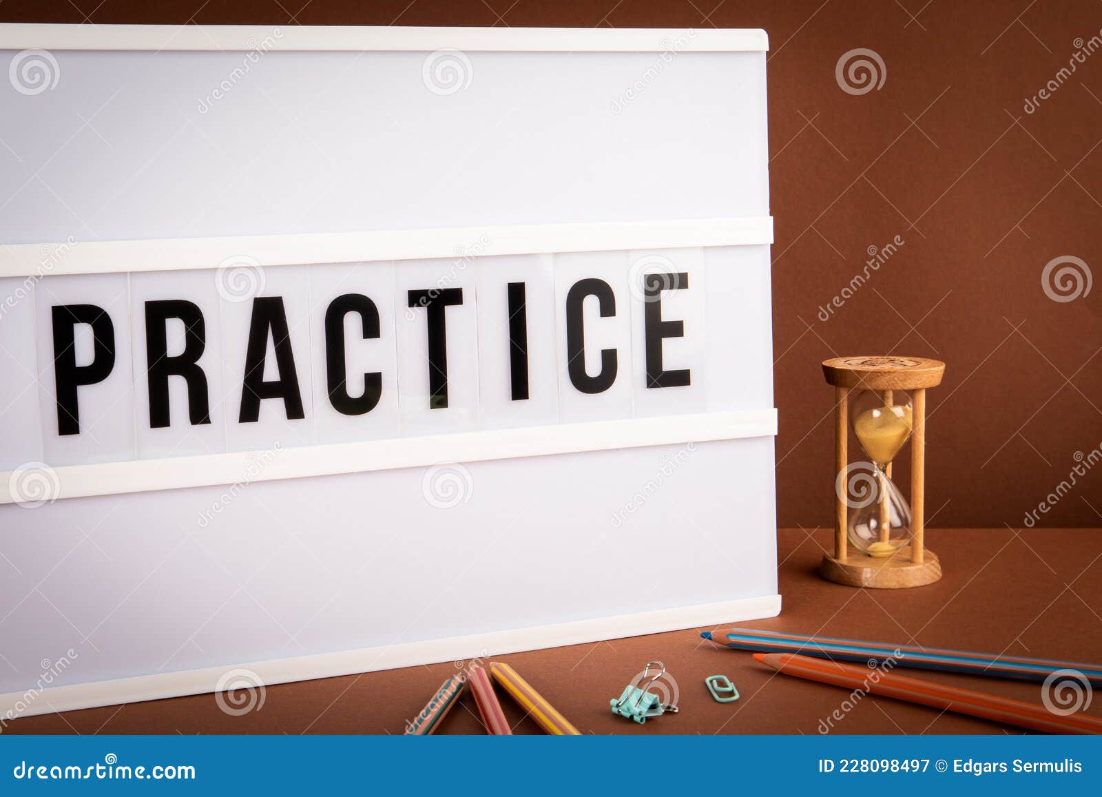 Practice. Light Box on a Brown Office Desk Stock Image - Image of ...
