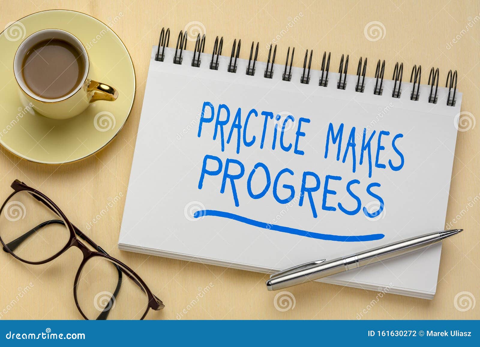 Practice Makes Progress Inspirational Quote Stock Photo - Image of ...