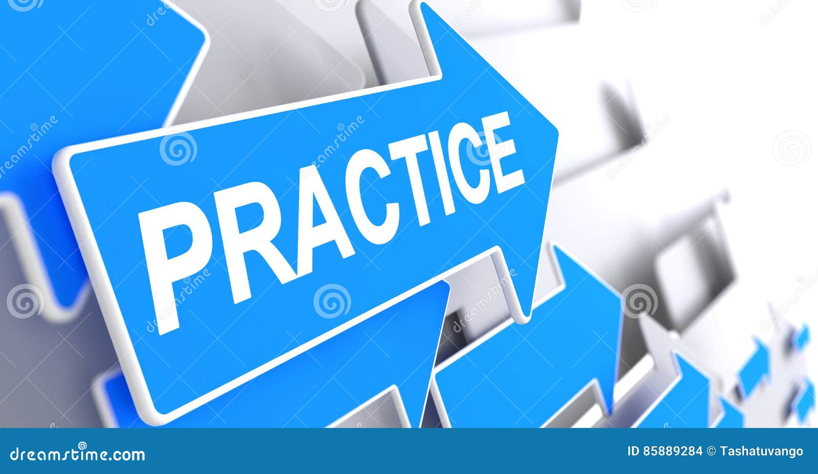 Practice - Message on Blue Pointer. 3D. Stock Illustration ...