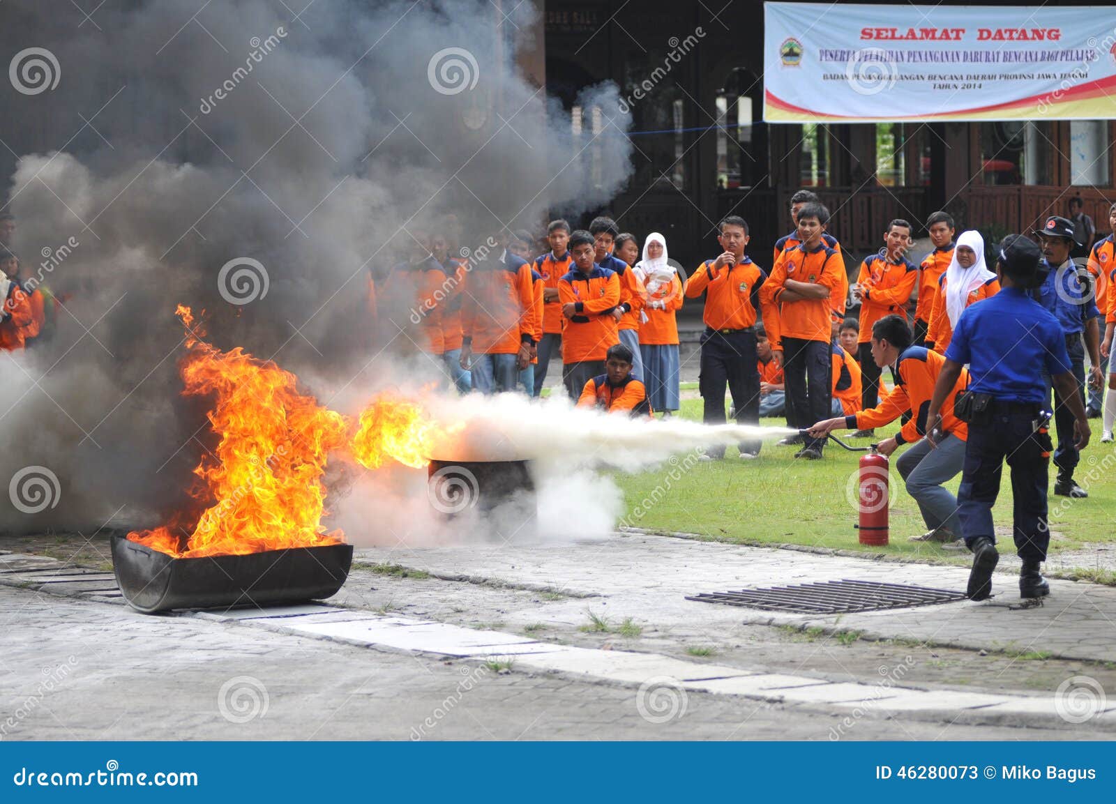 Practice Putting Out the Fire with Extinguishers Light Editorial Stock ...