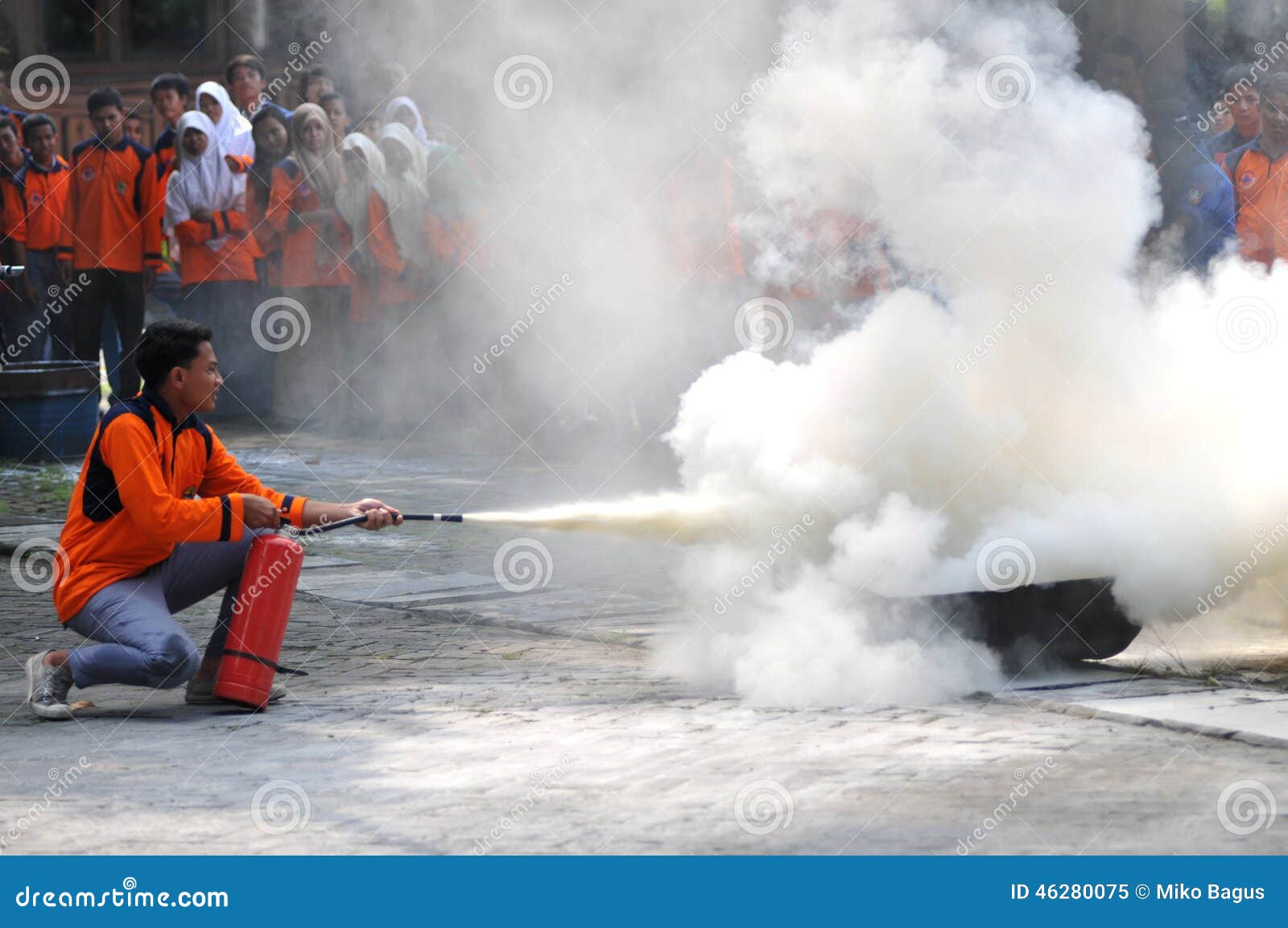 Practice Putting Out the Fire with Extinguishers Light Editorial Image ...