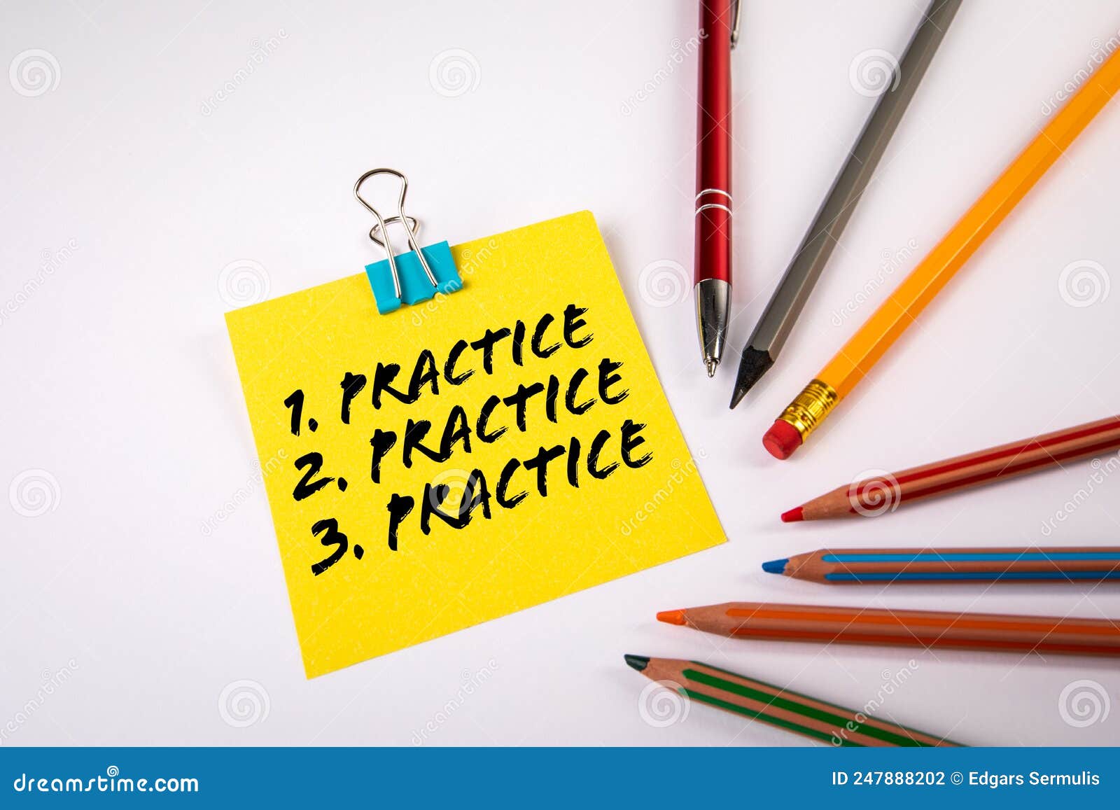 PRACTICE. Sheet of Paper with Text on a White Office Desk Stock Photo ...