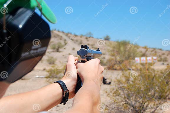 Practice Shooting a Handgun Stock Image - Image of pistol, firing: 2399997