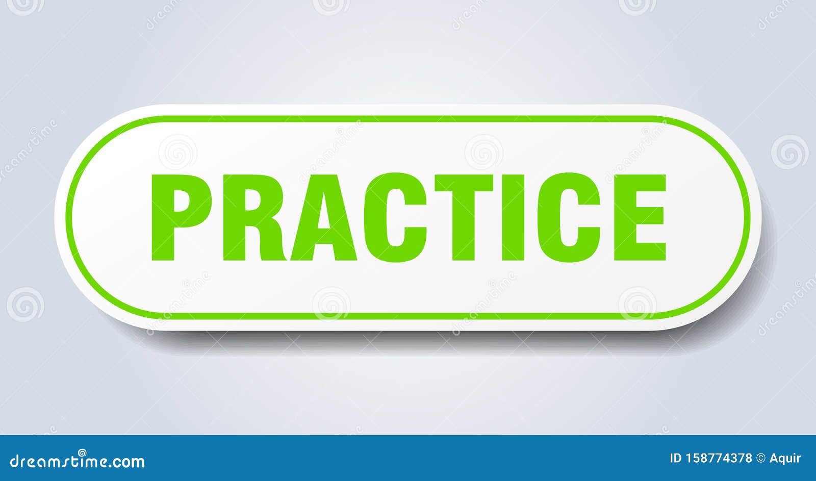 Practice sticker. stock vector. Illustration of green - 158774378