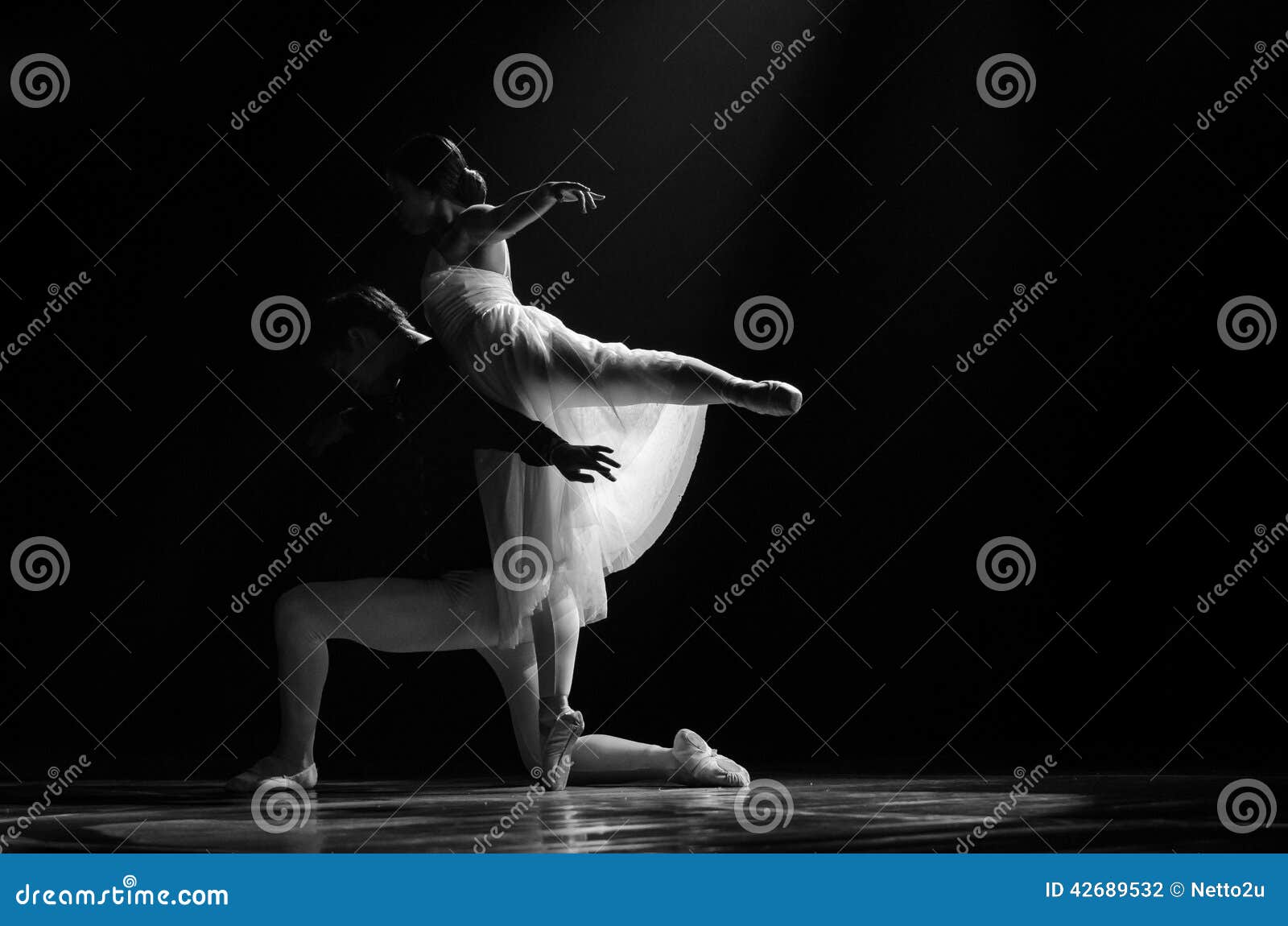 Practice of Two Ballet Dancer End Post Black and W Editorial ...