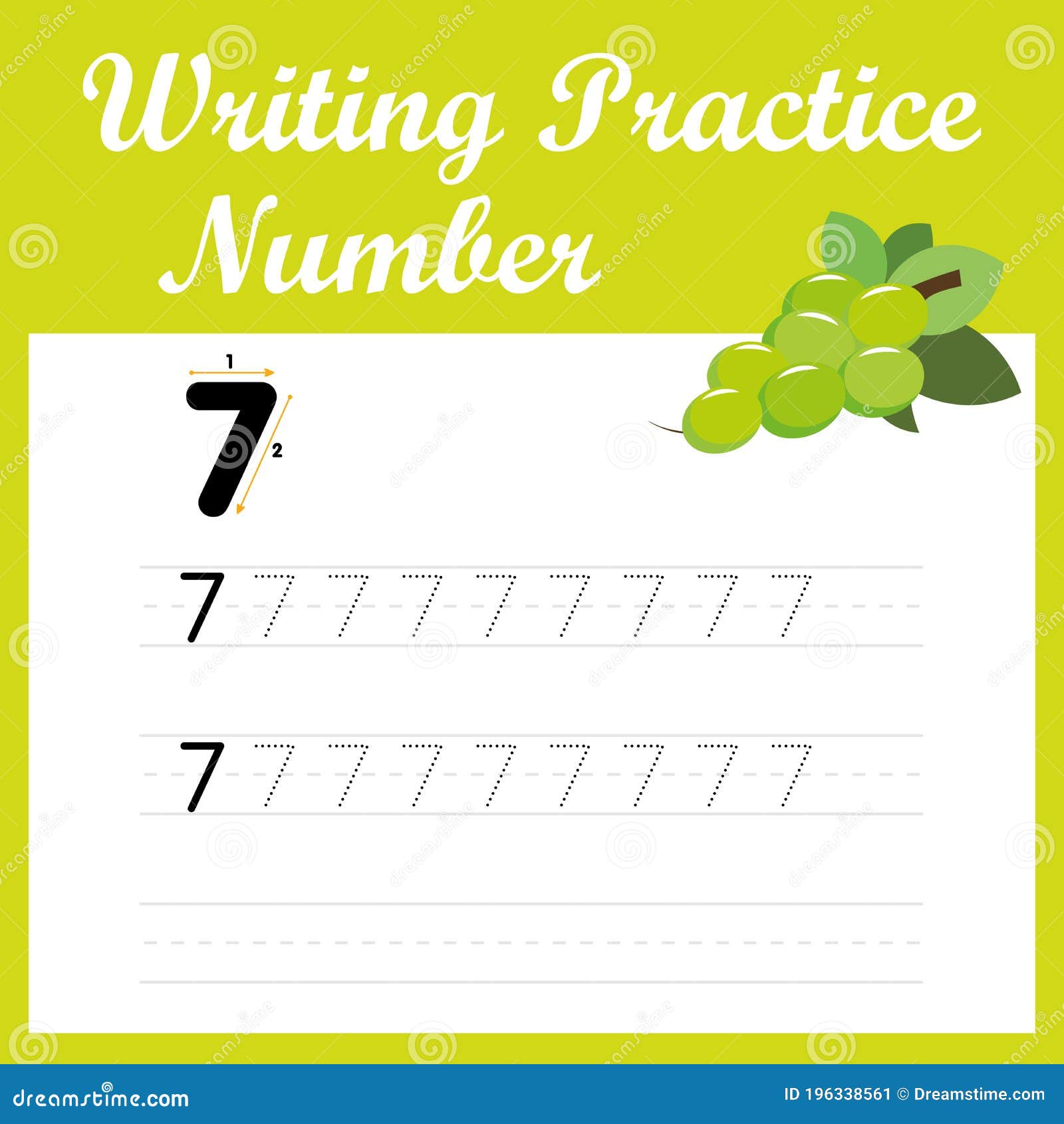 Writing Practice Number Seven Stock Vector - Illustration of english ...