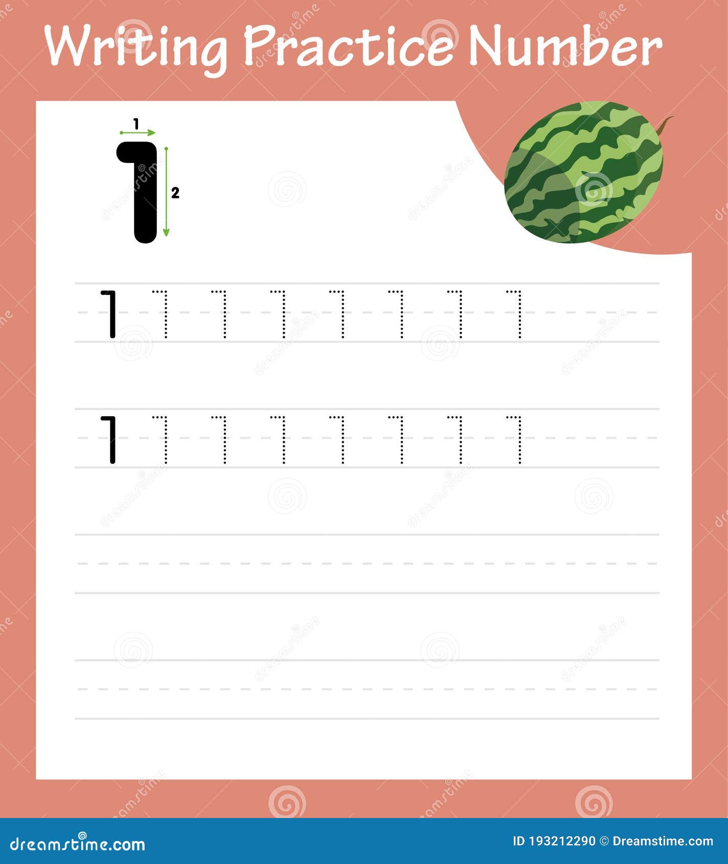 Writing Practice Number One Stock Vector - Illustration of child ...