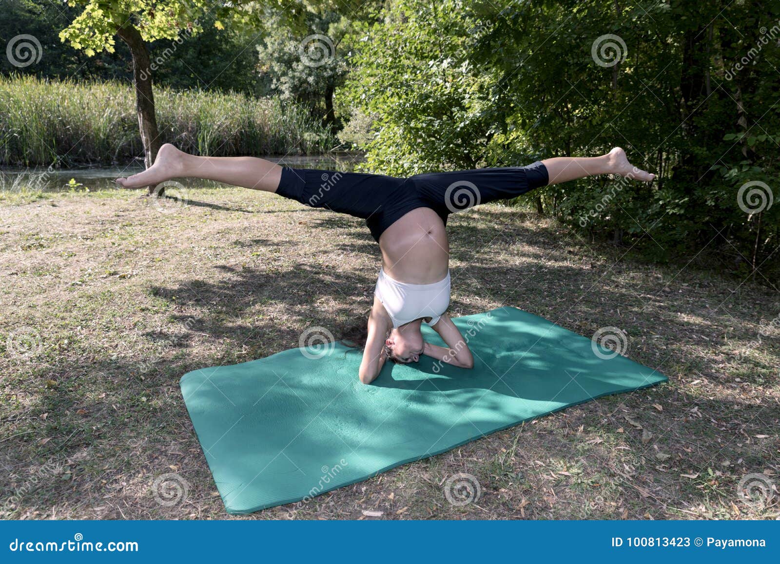 Practice Yoga Pregnancy Pose Split Stock Image - Image of benefit ...