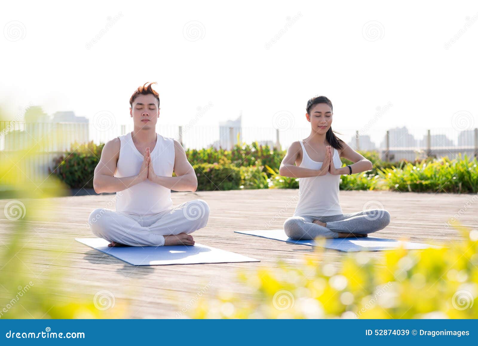 Practicing lotus position stock image. Image of women - 52874039