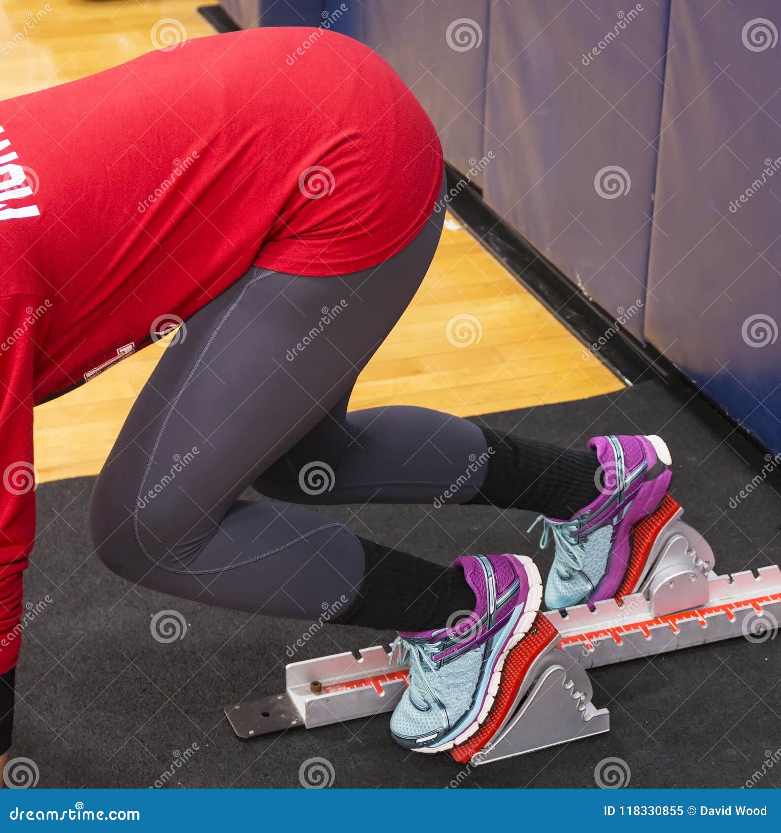 Practicing Running Out of the Blocks for Track Stock Image - Image of ...