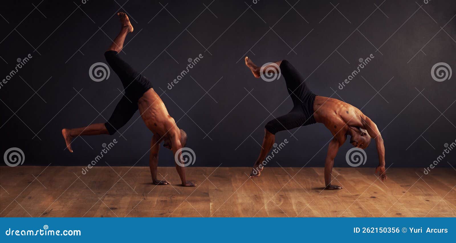 Practicing Self Expression. Two Male Contemporary Dancers Performing a ...