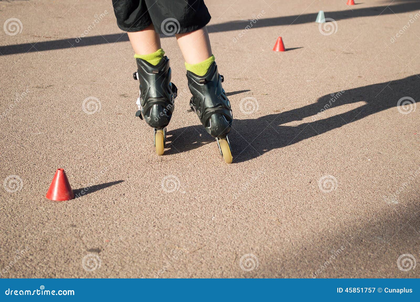Practicing Skating with Cones Stock Image - Image of city, leisure ...